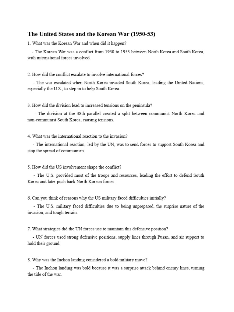 The United States and The Korean War (1950-53) - Inggrid 10B | PDF ...