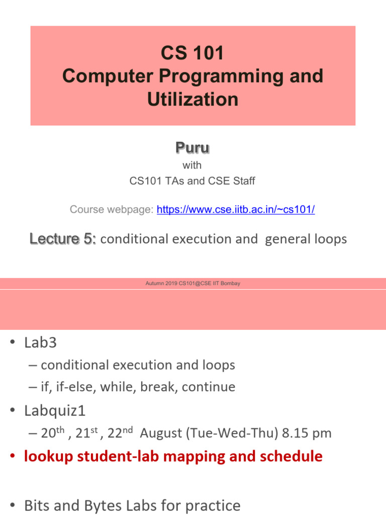 Lecture5 | PDF | Control Flow | Computing