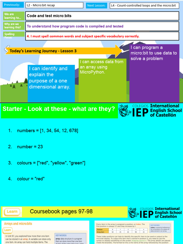 L3 Arrays and Micro - Bits STUDENT | PDF | Software Engineering ...