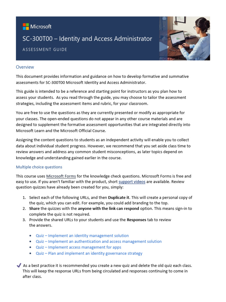 SC-300T00A-ENU-AssessmentGuide | PDF | Authentication | Educational Assessment