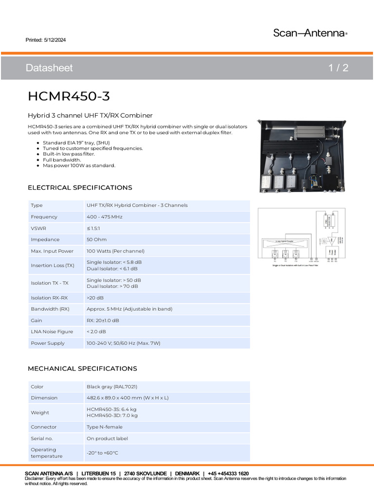 06 Scan HCMR450-3 Series Uhf TX Combiner | PDF | Telecommunications ...