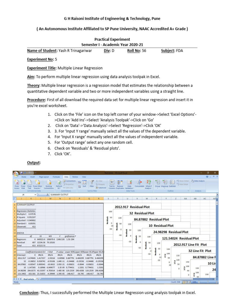 D56 Multiple Regression Lab Manual | PDF