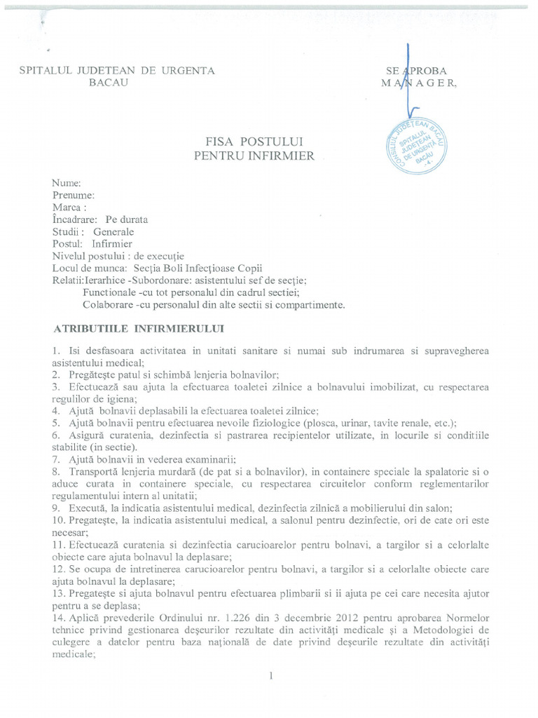 Fisa-postului-infirmier | PDF