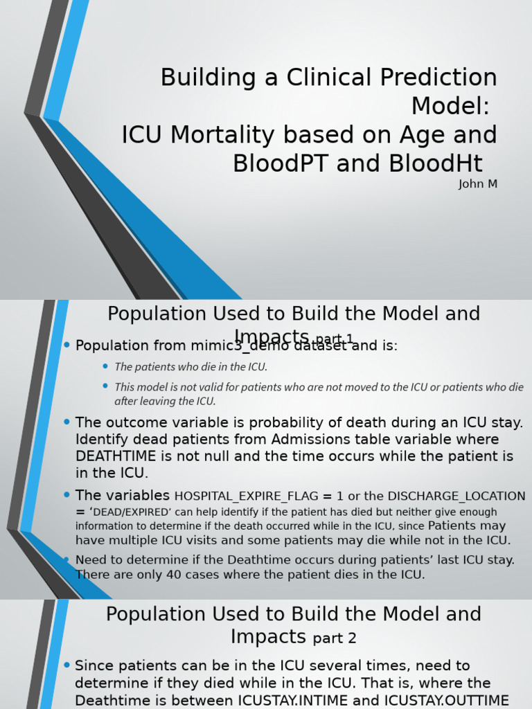 Building A Clinical Prediction Model V2 Pdf Logistic Regression
