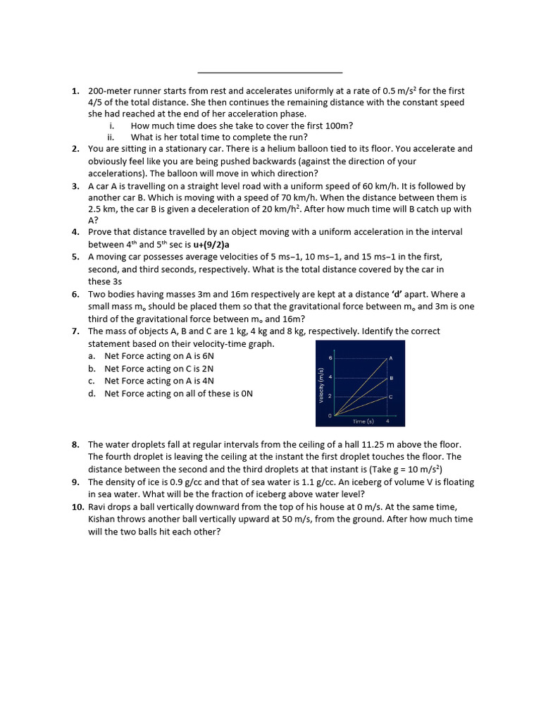 Arpita Motion HOTS Question | PDF | Acceleration | Applied And ...