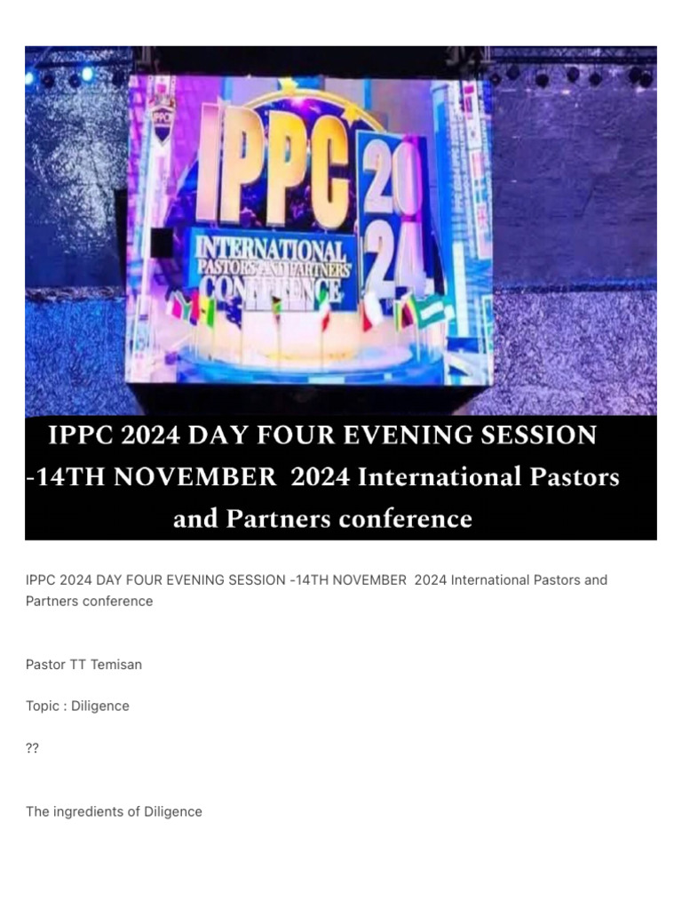 IPPC 2024 DAY FOUR EVENING SESSION 14TH NOVEMBER 2024 International | PDF | Religious Belief And ...