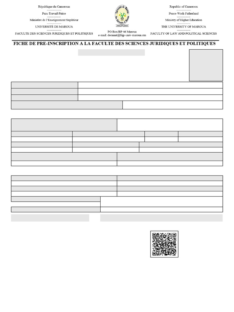 Fiche_PrÃ©inscription_RACHIDATOU AMADOU_FSJP | PDF