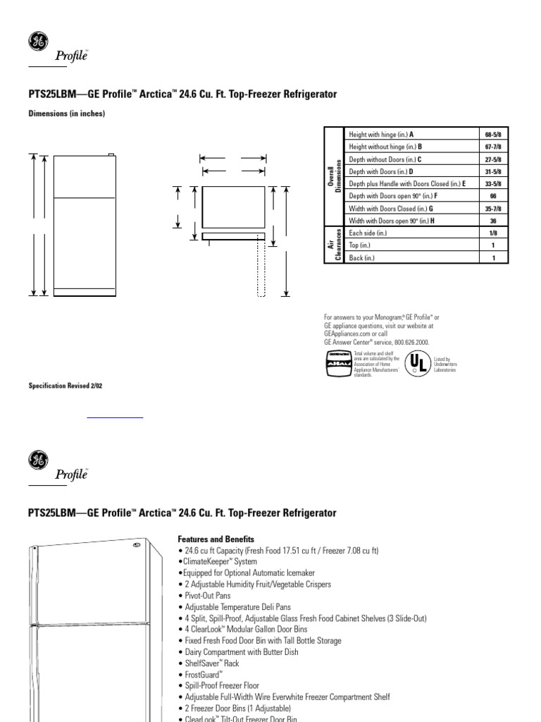 GE Profile Arctica PTS25LBM 2 | PDF | Refrigerator