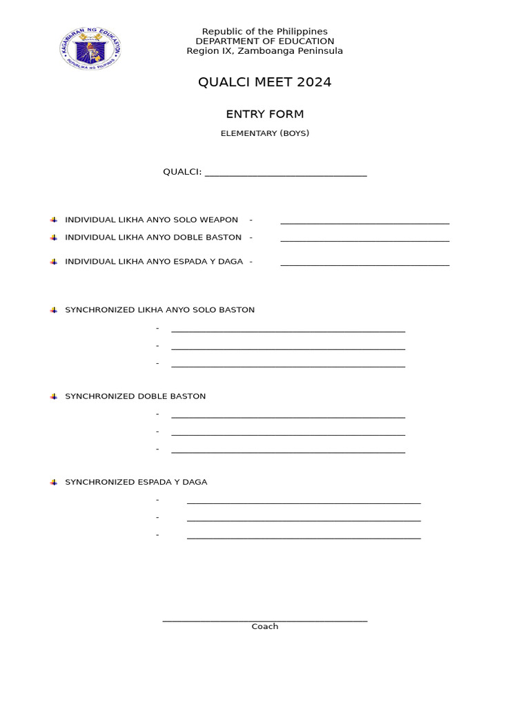 Entry Form - Elem Boys | PDF