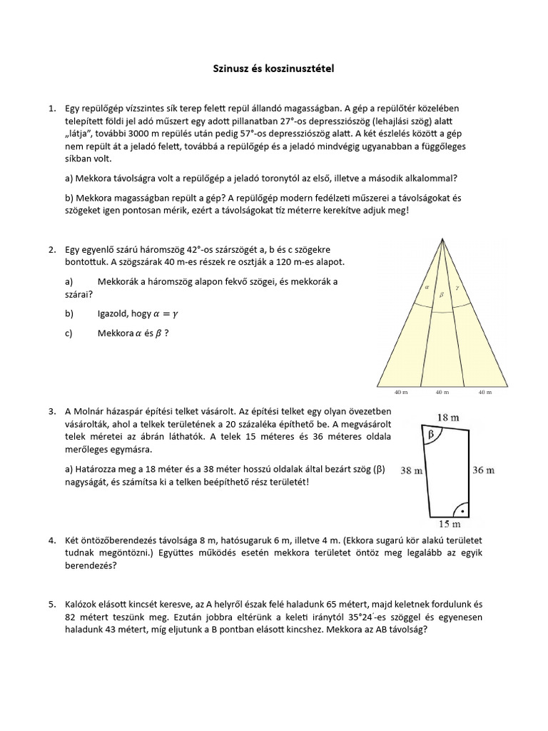 Szinusz és koszinusztétel 02 | PDF