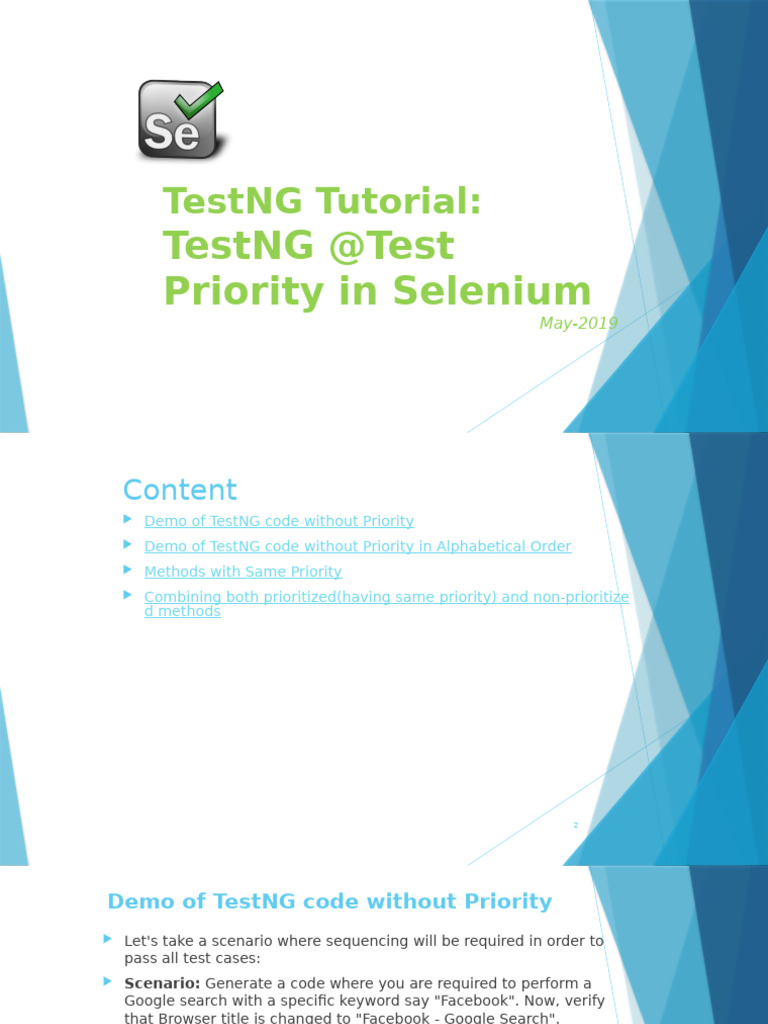06 02 Testng Test Priority In Selenium Pdf Software Testing Computer Science