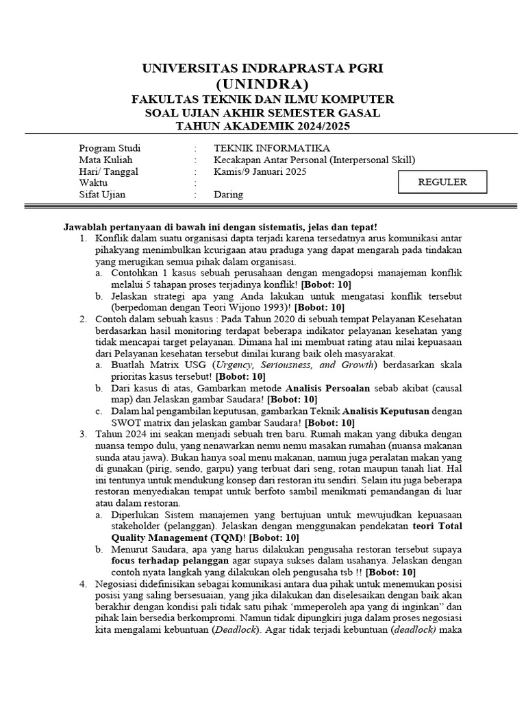 UAS KAP - Reguler Pagi - 2025 | PDF