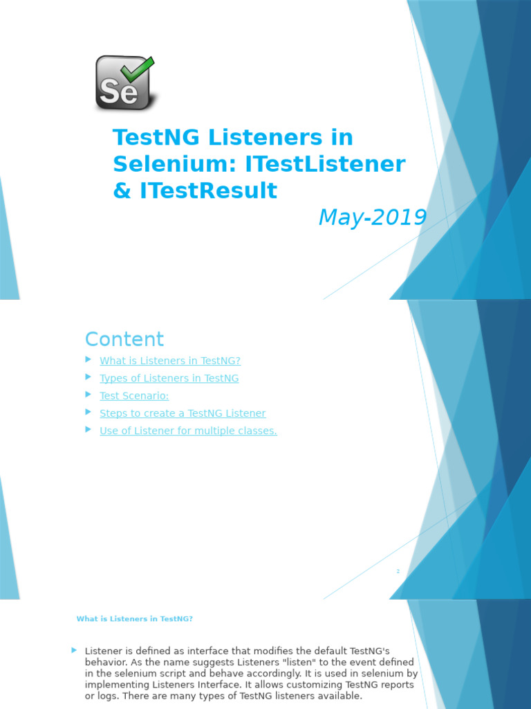 07 02 Testng Listeners In Selenium Pdf Software Testing Computer Science