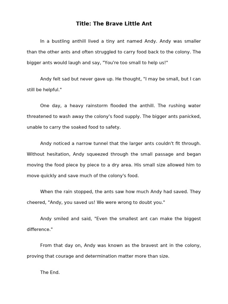 Short Story - The Brave Little Ant | PDF