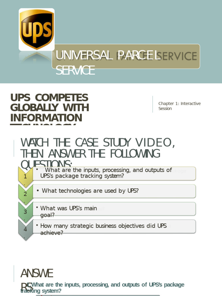 Chapter One - UPS - Case Study | PDF