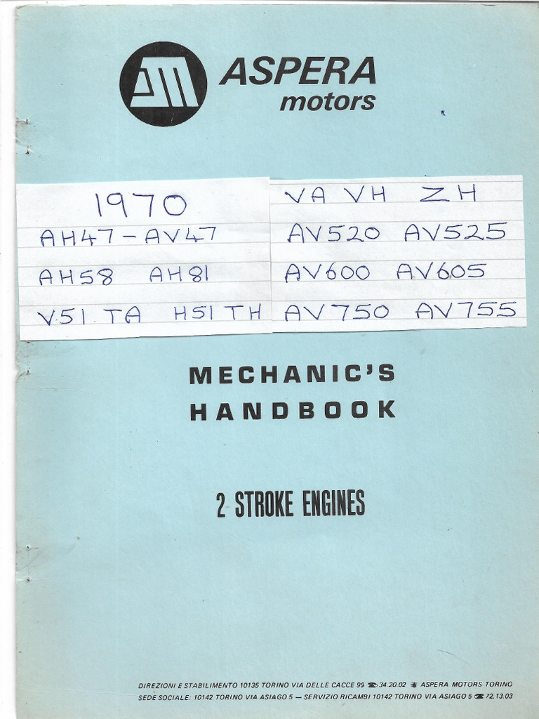 Aspera Mechanics Handbook 2 Stroke Engines 1970 | PDF