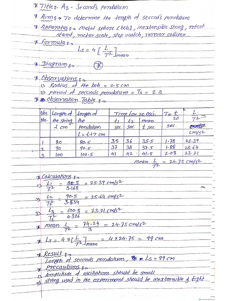 Activity... A2 - Second's Pendulum | PDF