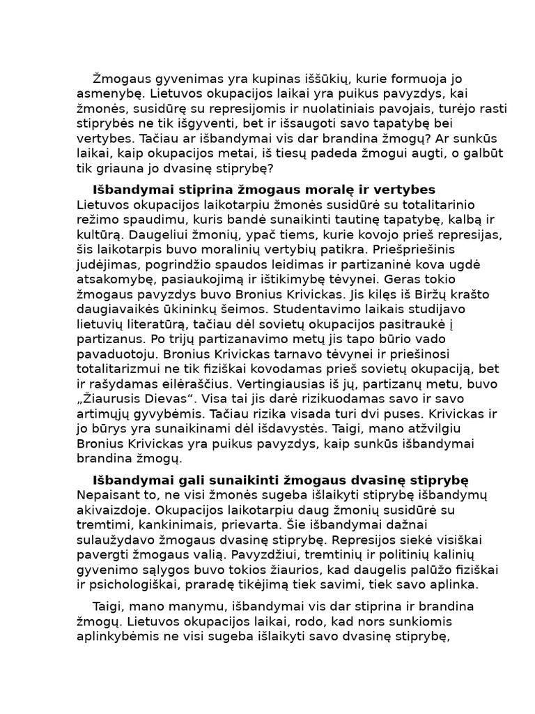 Žmogaus Gyvenimas Yra Kupinas Iššūkių | PDF