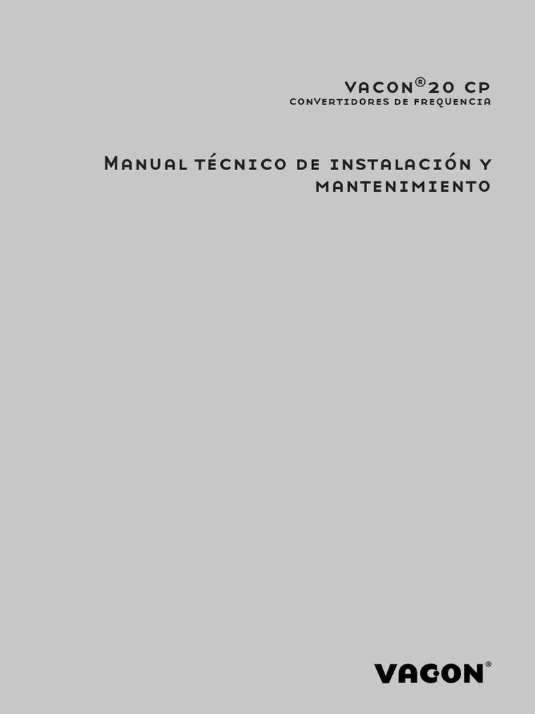 Vacon 20 CP Installation Manual DPD00800K ES | PDF | Corriente eléctrica | Relé