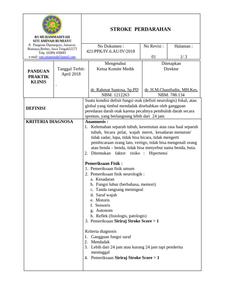 PPK Stroke Perdarahan | PDF