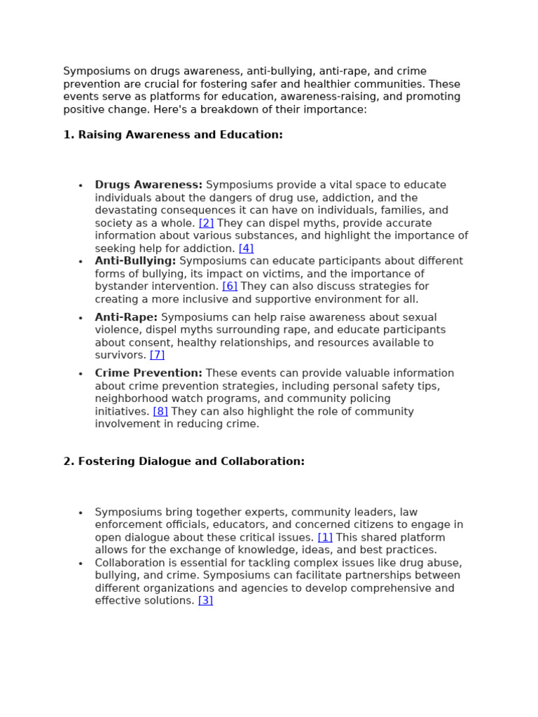 Importance of Drug Awareness Symposium | PDF | Bullying | Crime Prevention