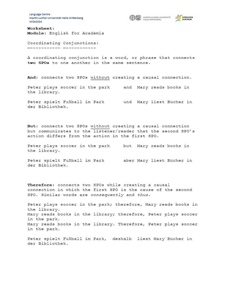 Worksheet 06 Conjunctions | PDF