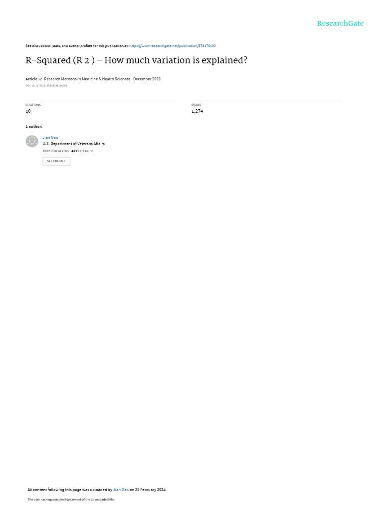 R-Squared Misinterpretation in Regression | PDF | Coefficient Of ...