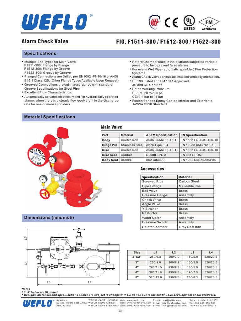 Alarm Check Valve Specifications Guide | PDF | Valve | Pipe (Fluid ...
