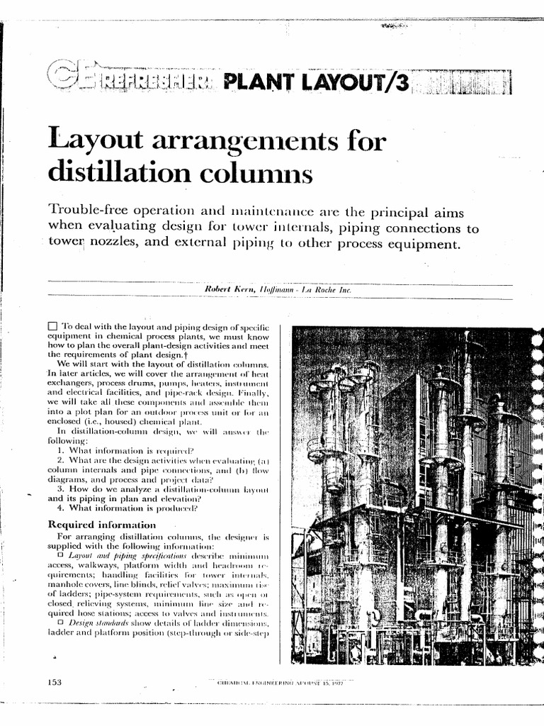 Kern - Plant Layout 03 - Layout Arrangements For Distillation Columns | PDF
