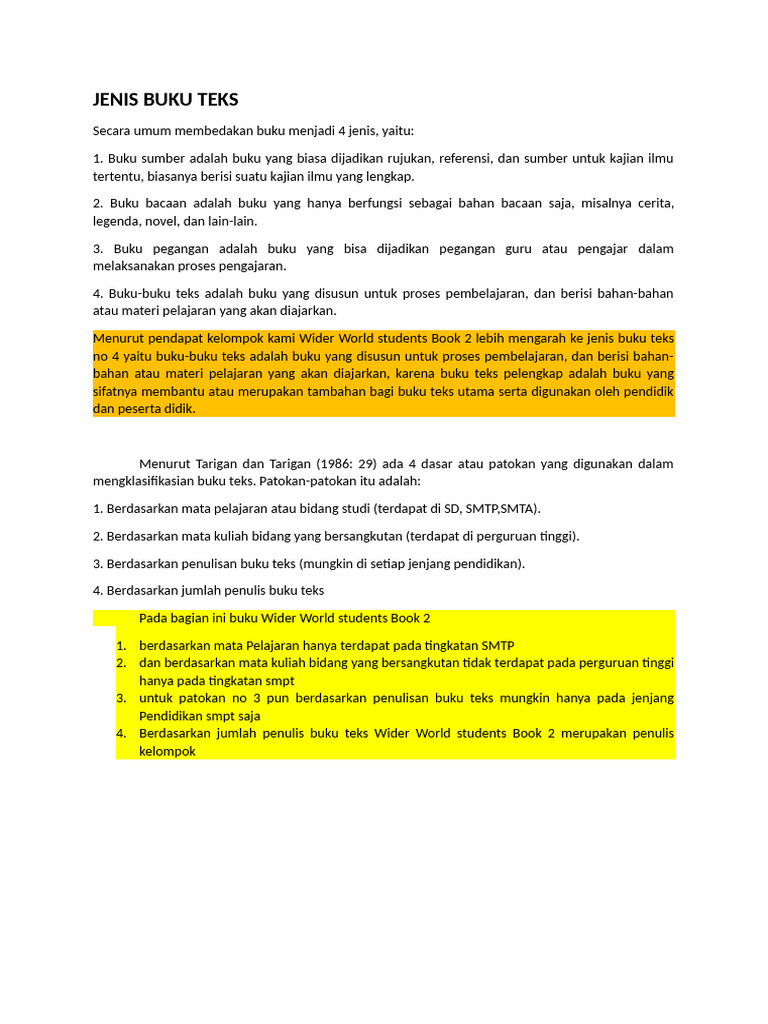Jenis-Jenis Buku Teks dan Contohnya | PDF