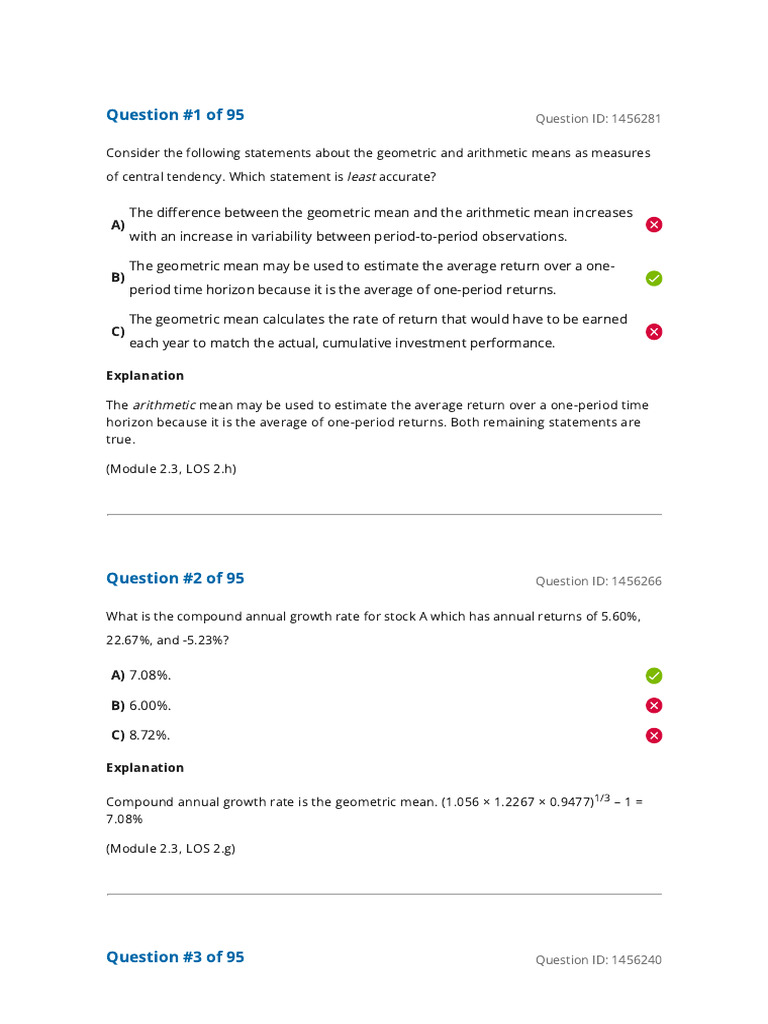 Reading 2 Organizing, Visualizing, and Describing Data - Answers | PDF | Mean | Arithmetic Mean