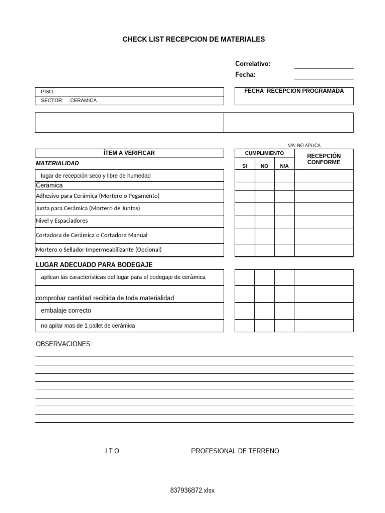 TALLER CHECK - LIST - MATERIALES - Ceramica | PDF