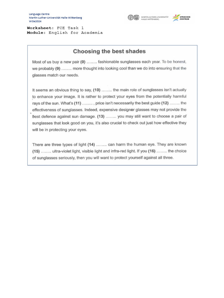 Practice FCE Task 1 | PDF