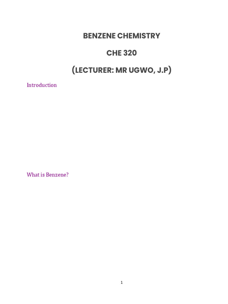 Benzene: Structure, Stability, and Uses | PDF | Aromaticity | Benzene