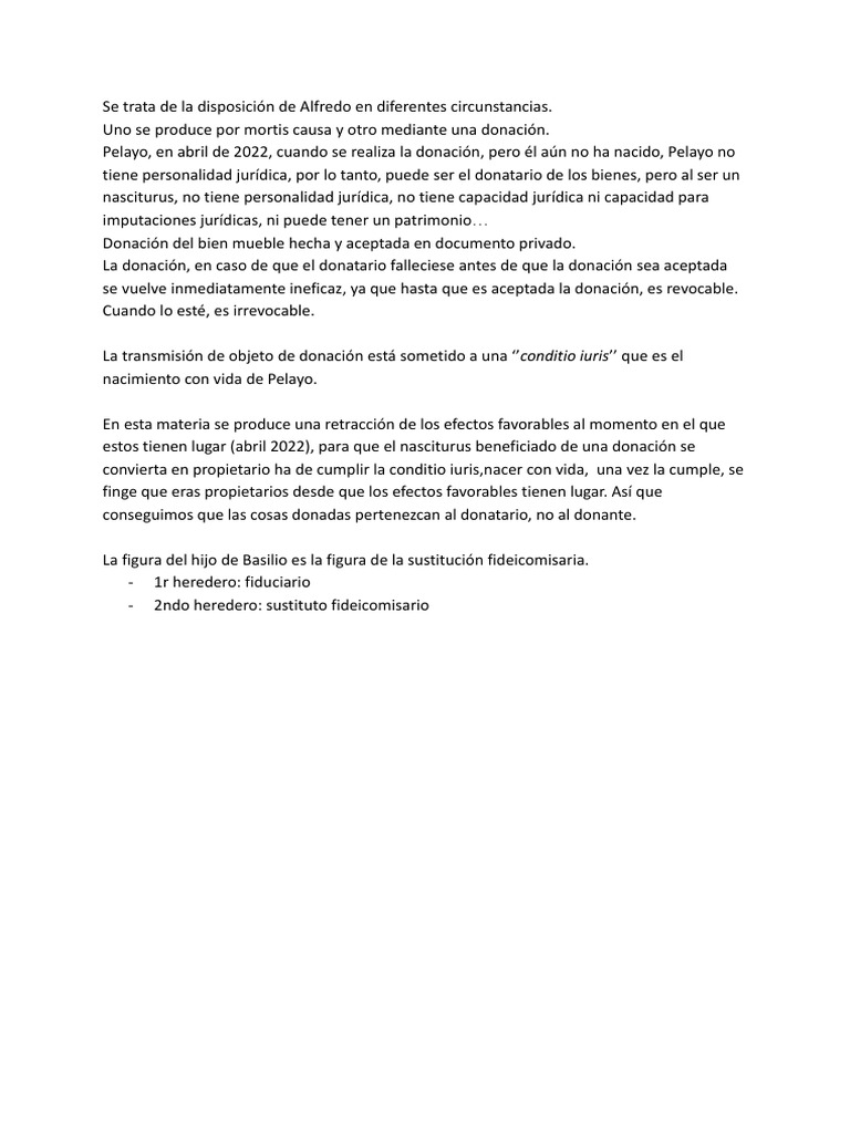 Donación y Nasciturus: Aspectos Legales | PDF