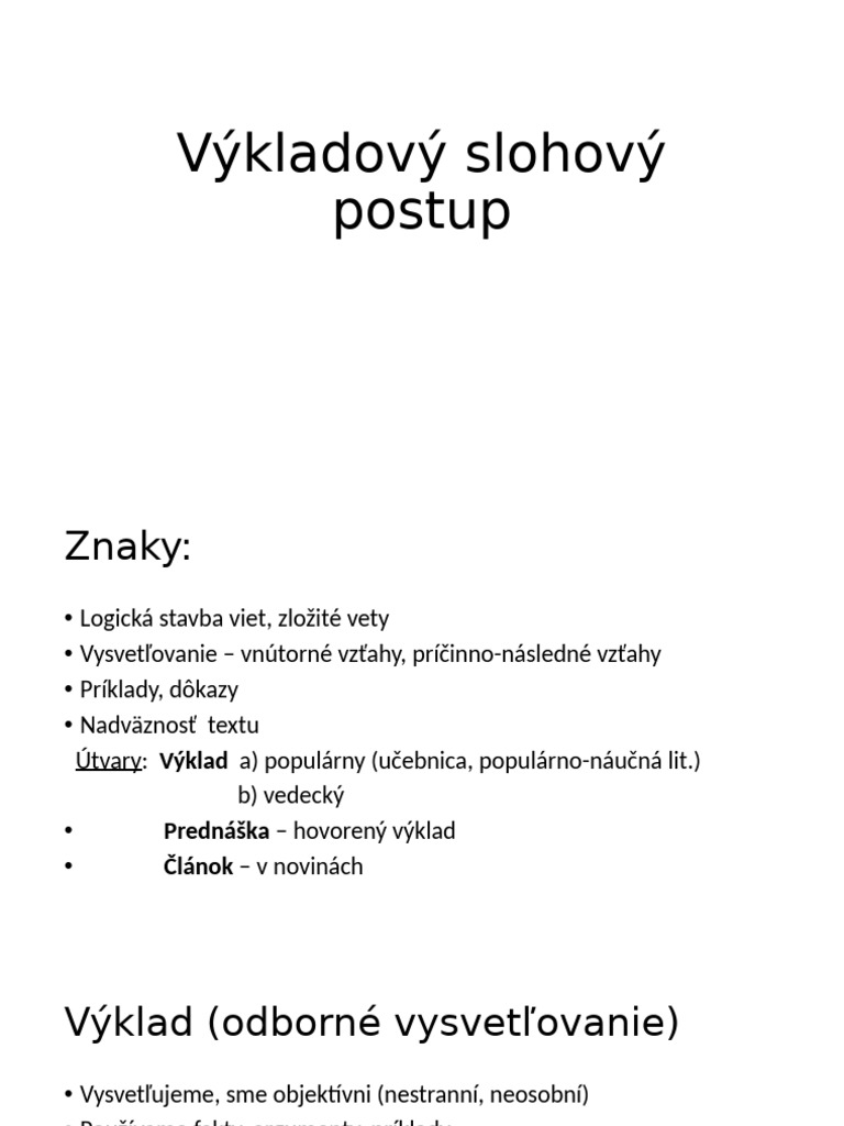 Výkladový Slohový Postup. | PDF