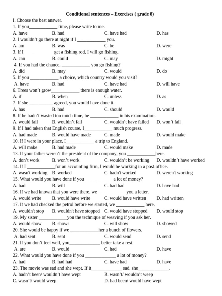 conditional sentences - exercise 2 | PDF