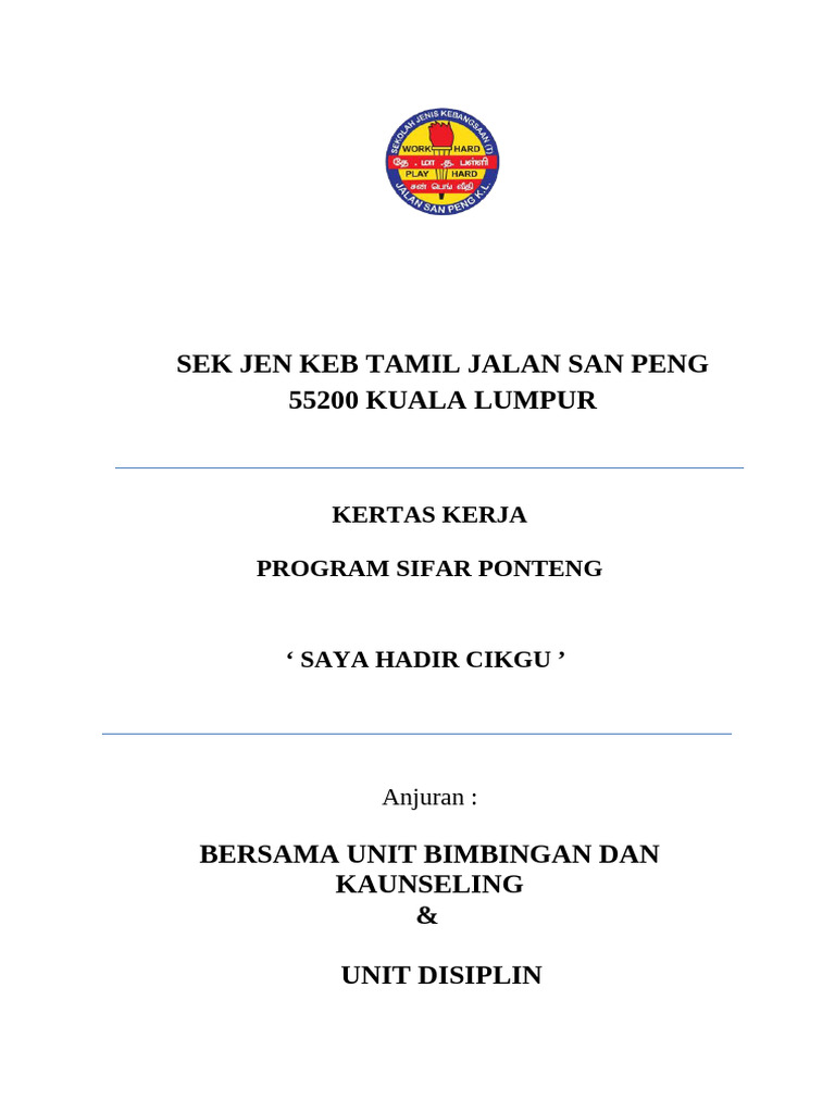 Kertas Kerja Program Sifar Ponteng Fasa I | PDF
