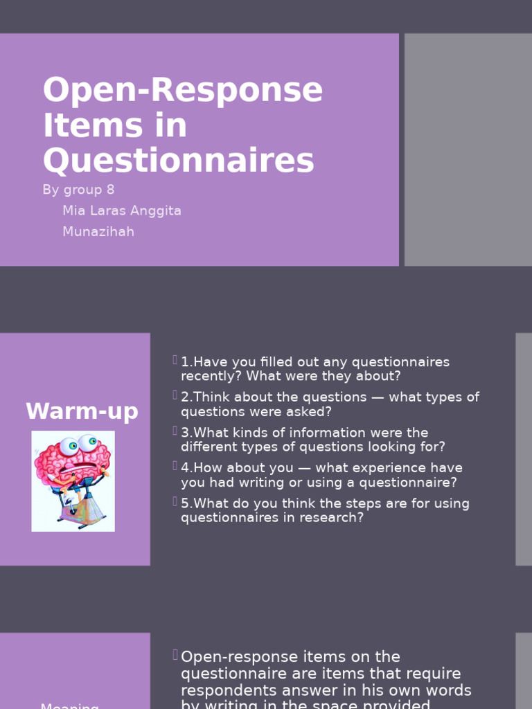 Group 8_Open-Response Items in Questionnaires | PDF | Questionnaire | Cognition