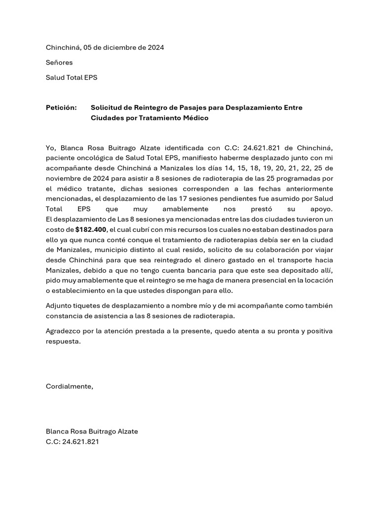 222 - Solicitud de Reintegro de Dinero | PDF