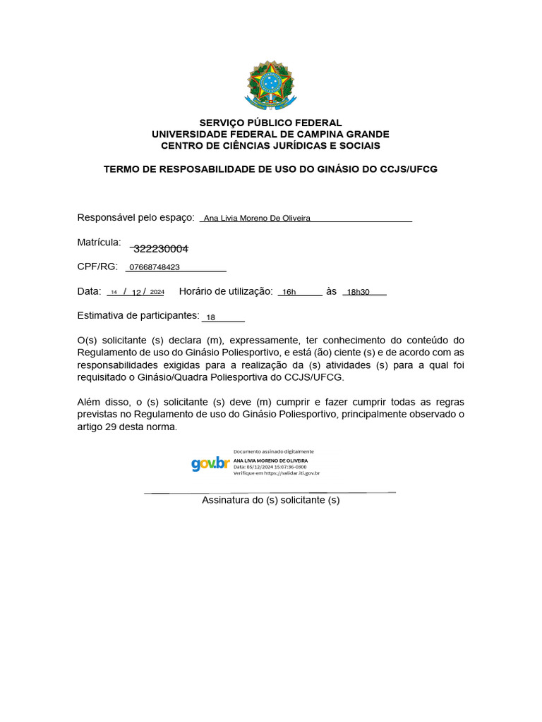 Termo de Responsabilidade Assinado 3 | PDF