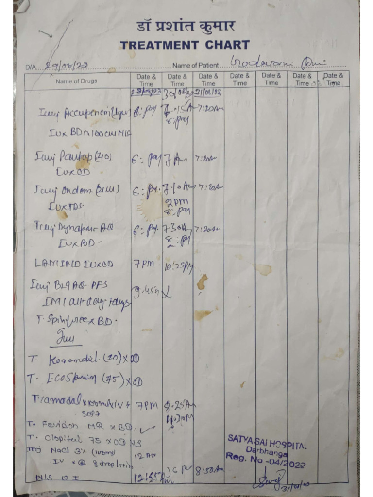 Tratment Chart | PDF