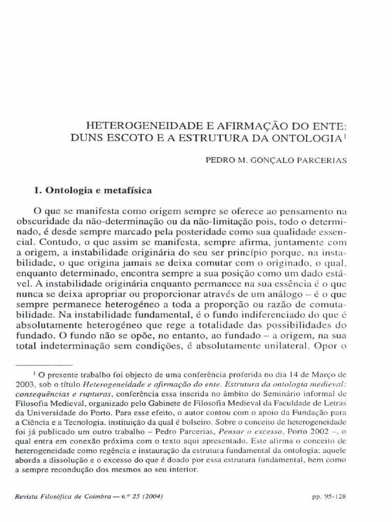 Heterogeneidade e Ontologia de Duns Escoto | PDF | Ontologia | Martin ...