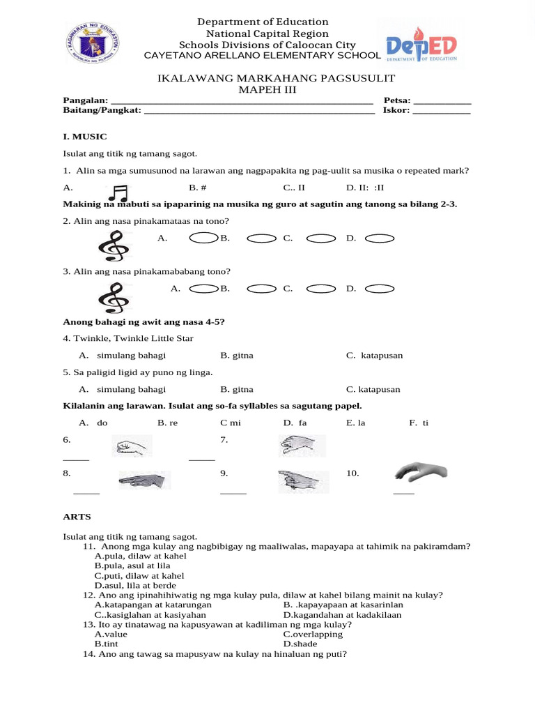 PT - Mapeh 3 - Q2 | PDF