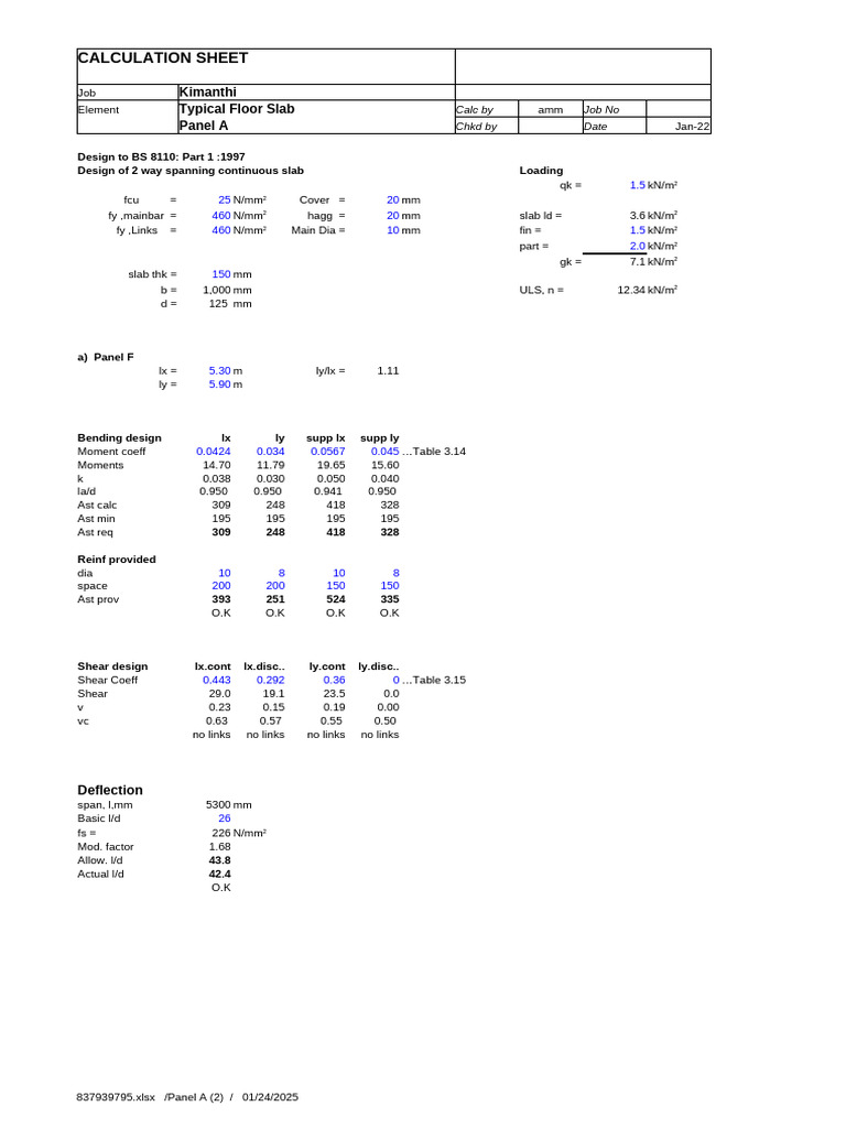 BS 8110 Design for Floor Slabs | PDF | Continuum Mechanics | Structural Analysis
