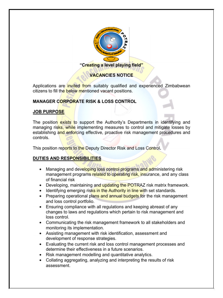 Potraz Vacancies January 2025 | PDF | Risk Management | Risk