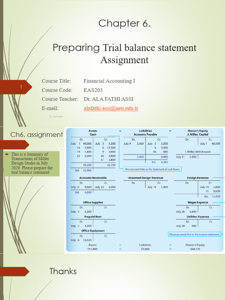 Ch.6 Preparing Trial balance statement-Assignment | PDF