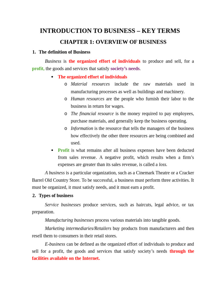 Ib Keyterms C1 Pdf Recession Business Cycle