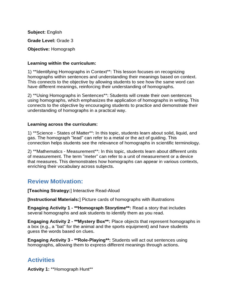 lesson_plan | PDF | Reading Comprehension | Cognition