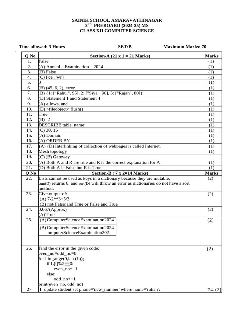Class 12 Cs Ms 3rd Preboard | PDF | Xml | Markup Language